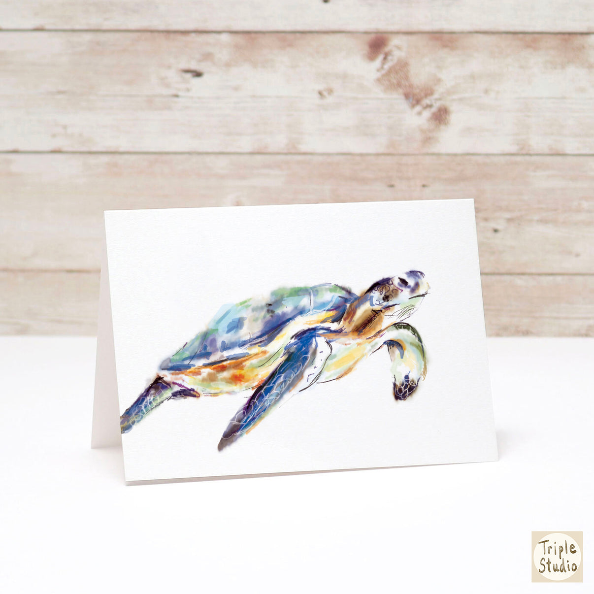 Colorful Sea Turtle Watercolor Greeting Card: Dive into Artistic Bliss ...